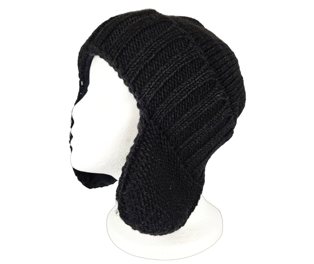 Ear Flap Hat, Wool Pilot Hat, Bomber Hat, Wool Outside, Faux Fur Inside ...