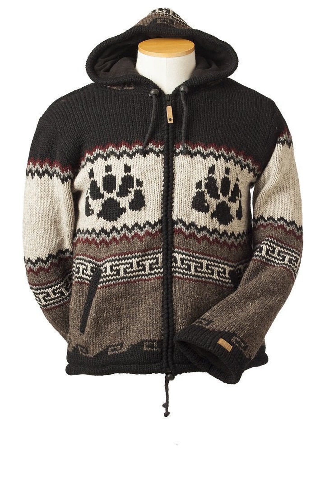 Wool Coat, Bear Paw Jacket, Wool Sweater, Winter Cardigan, Fleece Lined ...