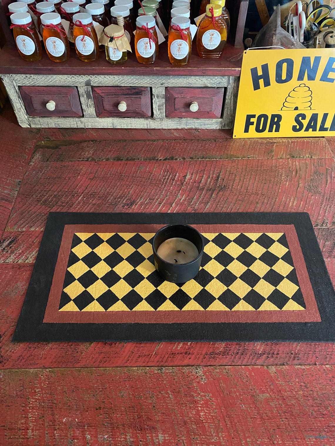 Hand Painted Canvas Table Runner 13" X 25.5" - Etsy