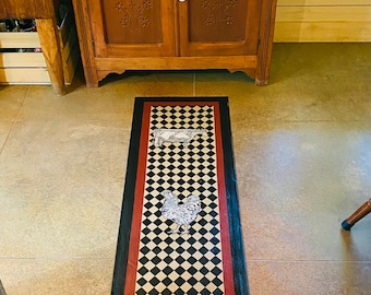 Early American Floorcloth. Primitive Floor Cloth. Folk Art Area Rug ...