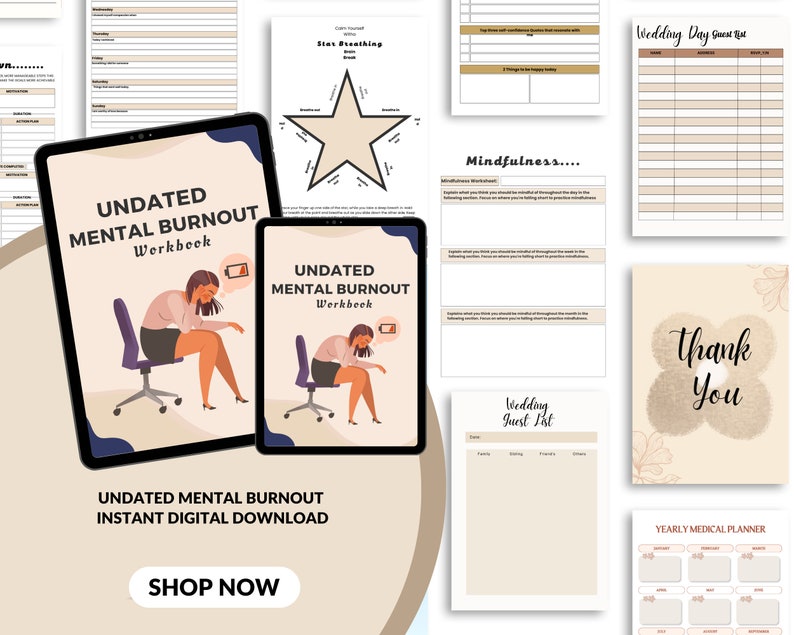 Mental Burnout Workbook Bundle: Printable & Editable (digital Download ...