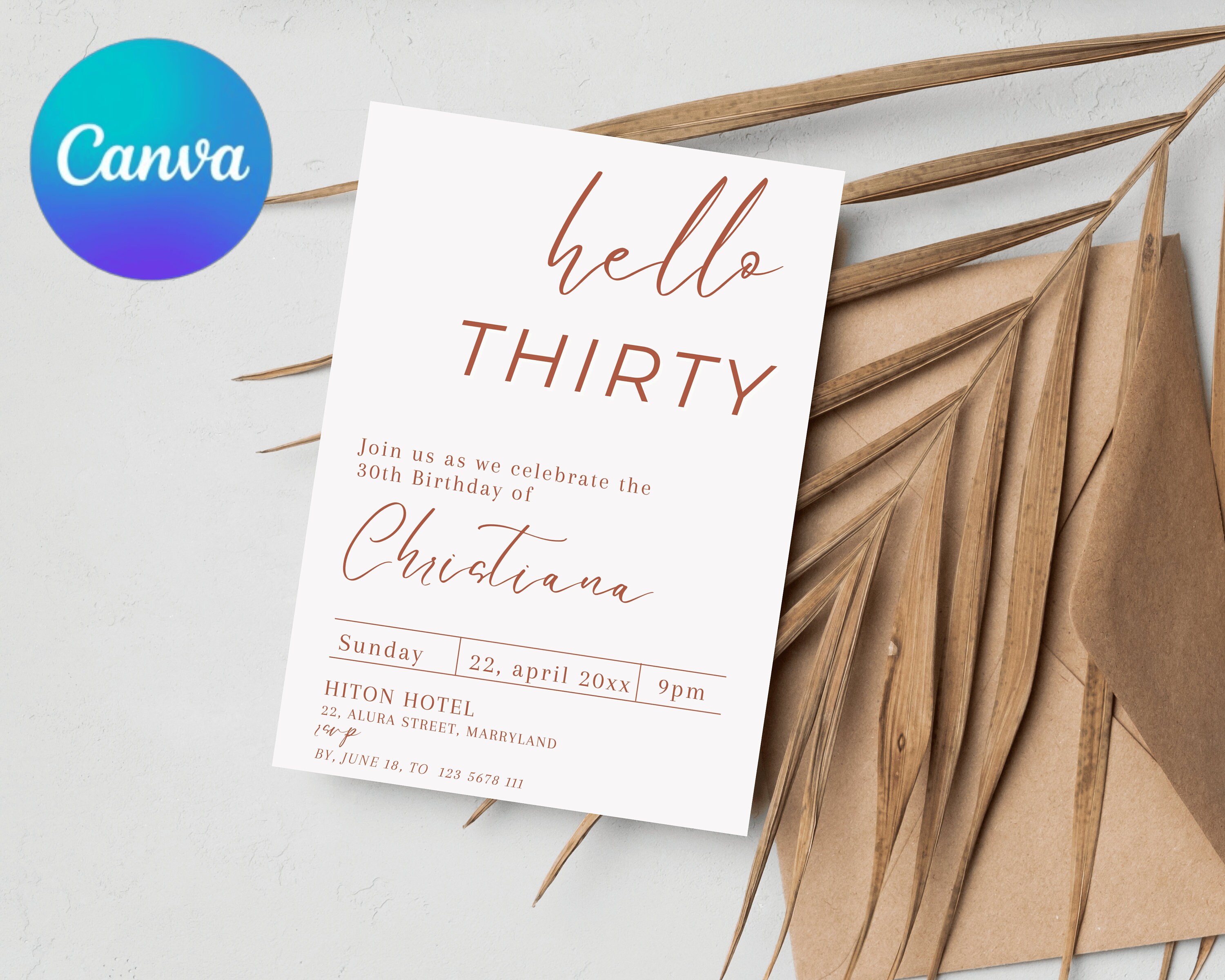 Boho Birthday Invitation, Boho 30th Birthday Template, Any Age, Adult ...