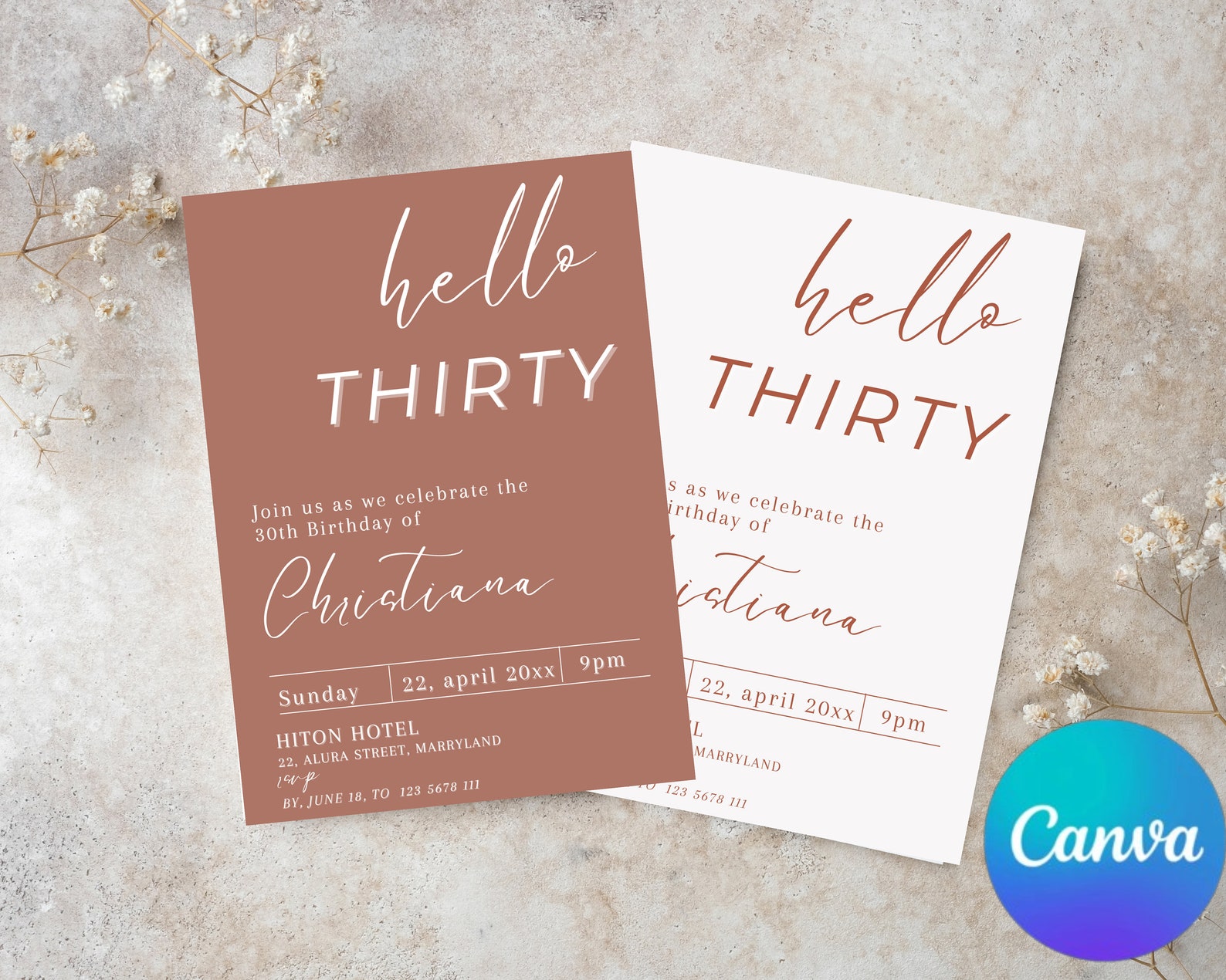 Boho Birthday Invitation, Boho 30th Birthday Template, Any Age, Adult ...