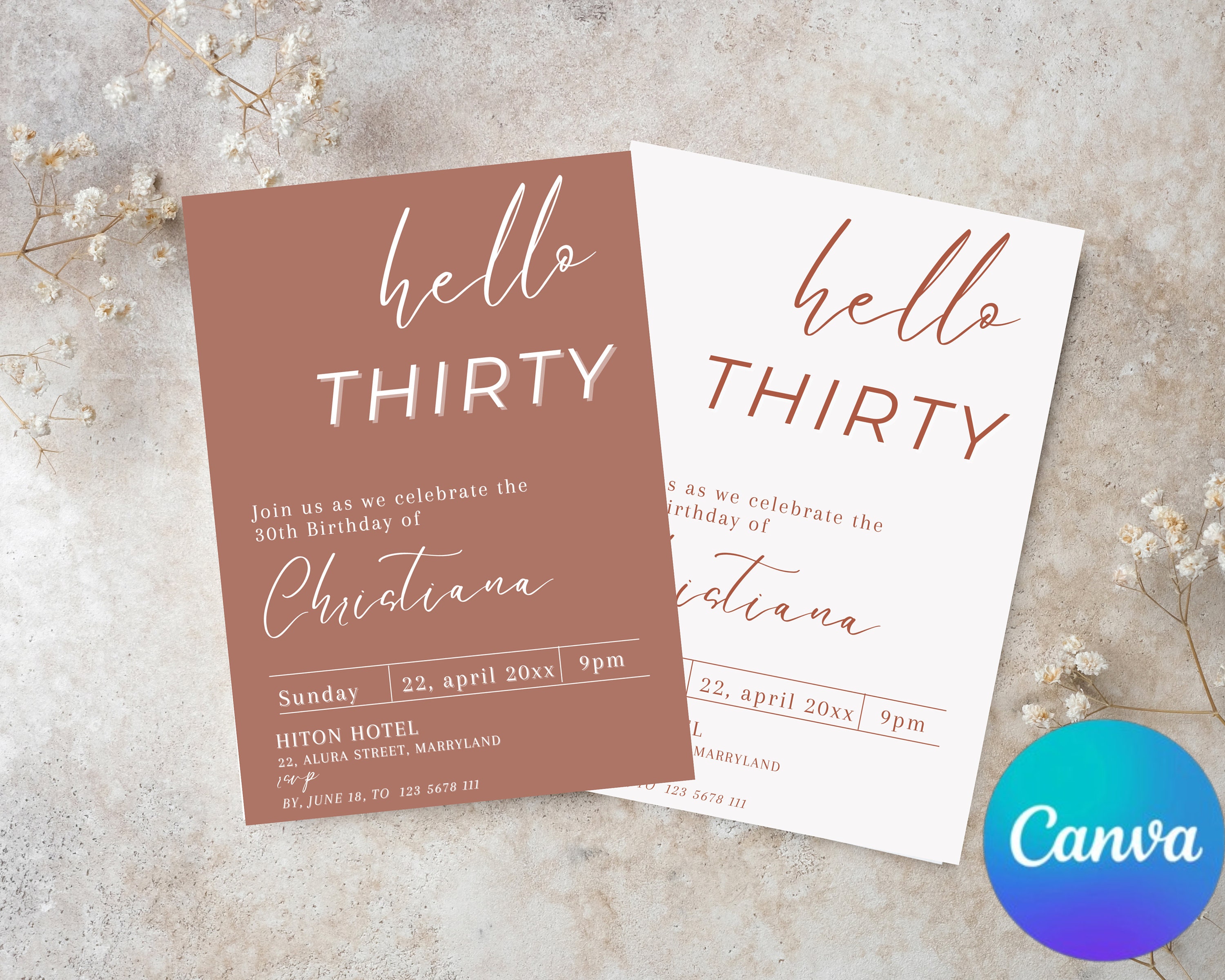 Boho Birthday Invitation, Boho 30th Birthday Template, Any Age, Adult ...