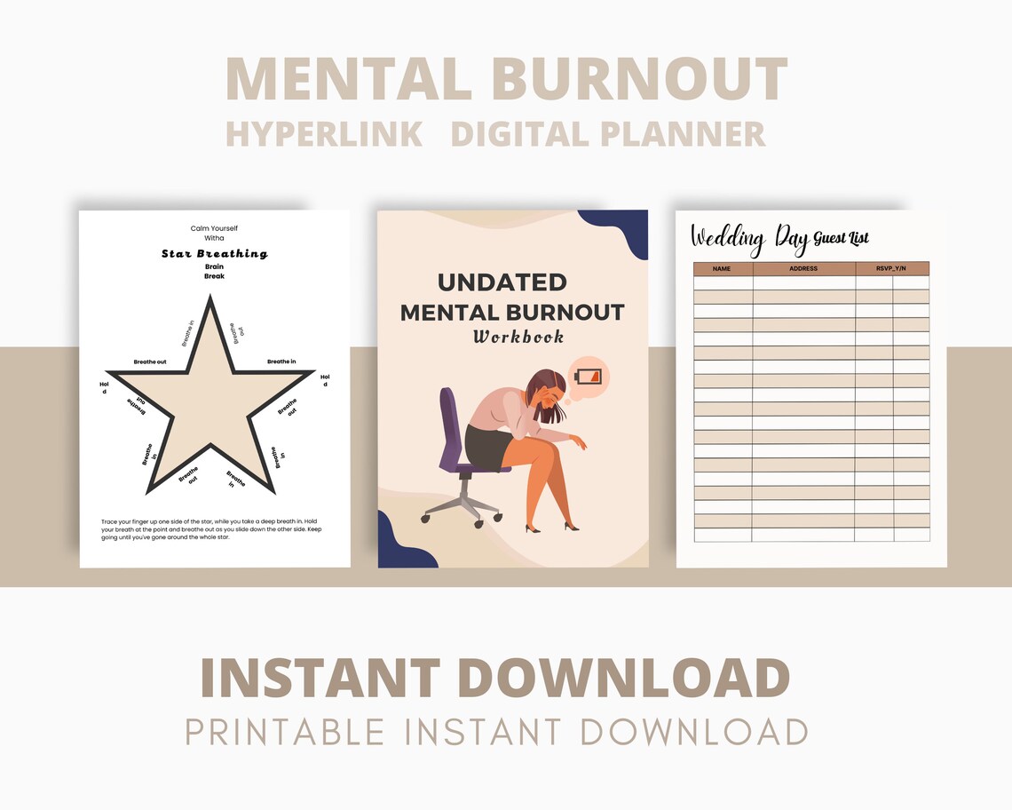 Mental Burnout Workbook Bundle, Printable Mental Burnout Workbook ...