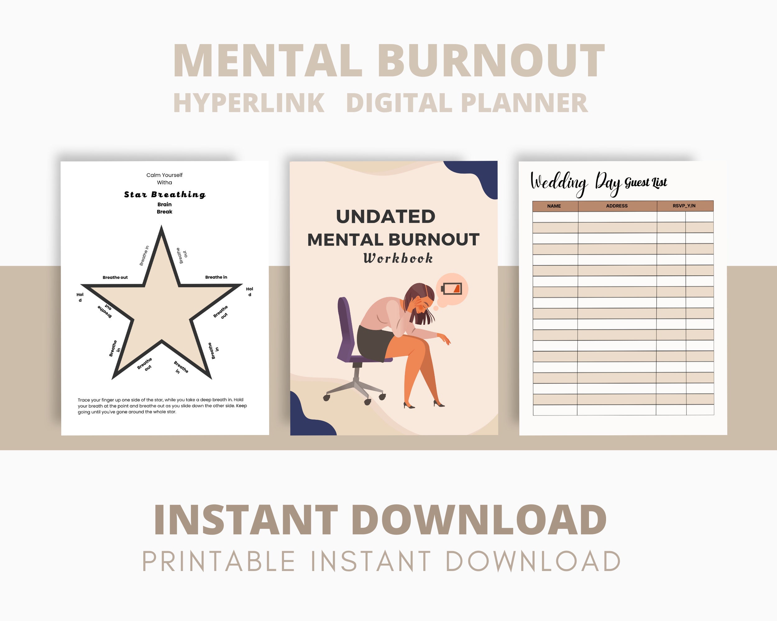 Mental Burnout Workbook Bundle: Printable & Editable (digital Download ...