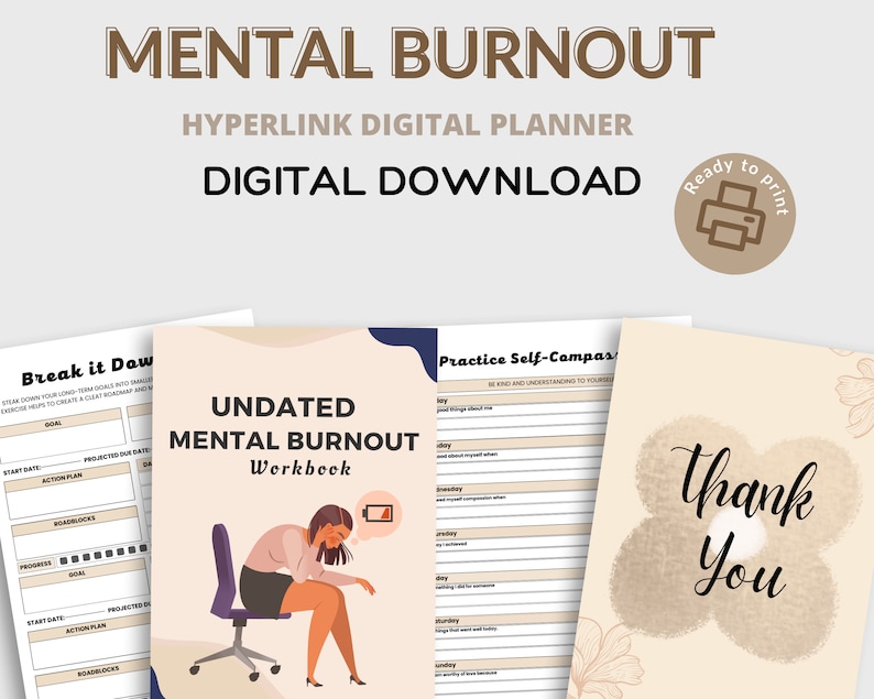 Mental Burnout Workbook Bundle: Printable & Editable (digital Download ...