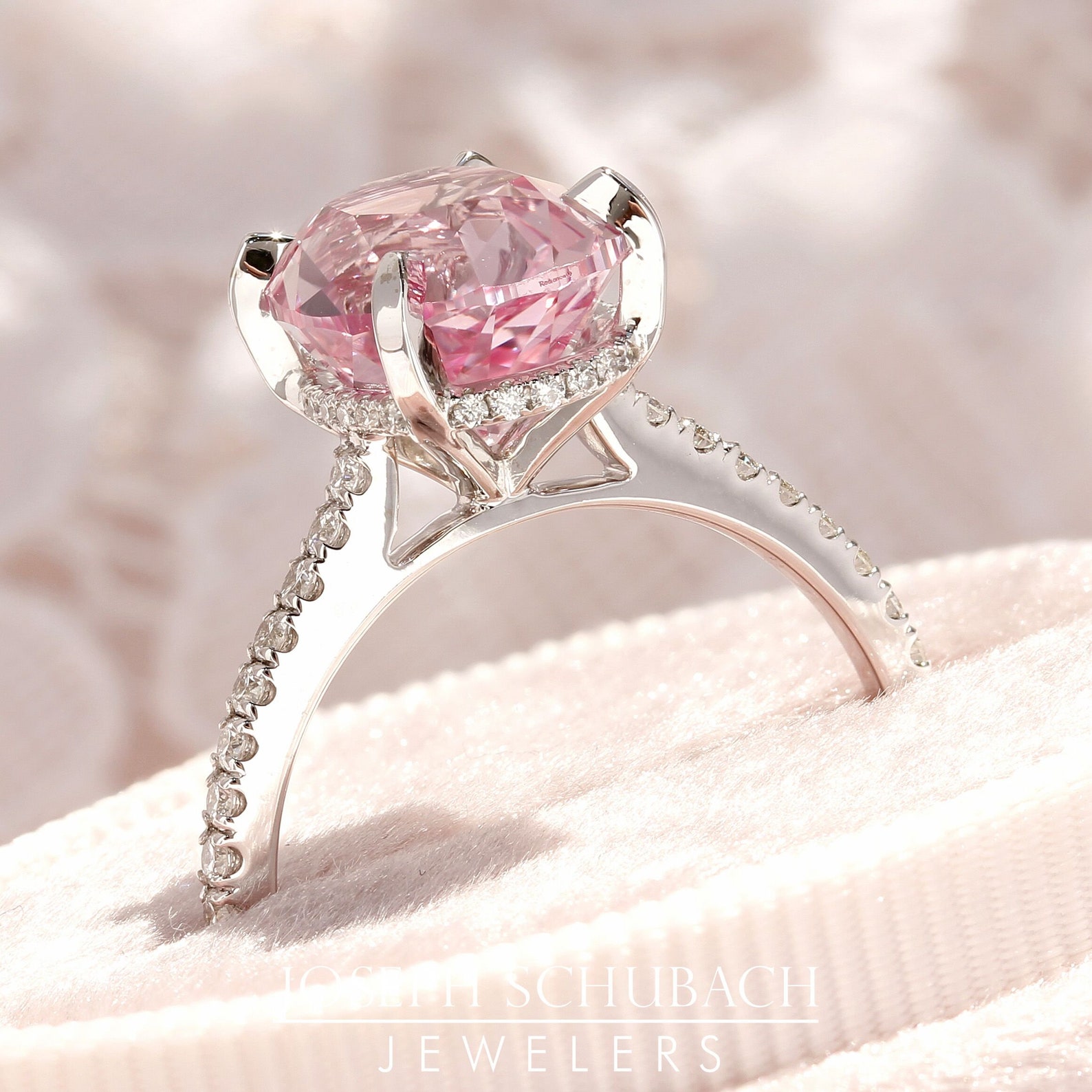 The Victoria Engagement Ring With Pave Band and Basket - Etsy