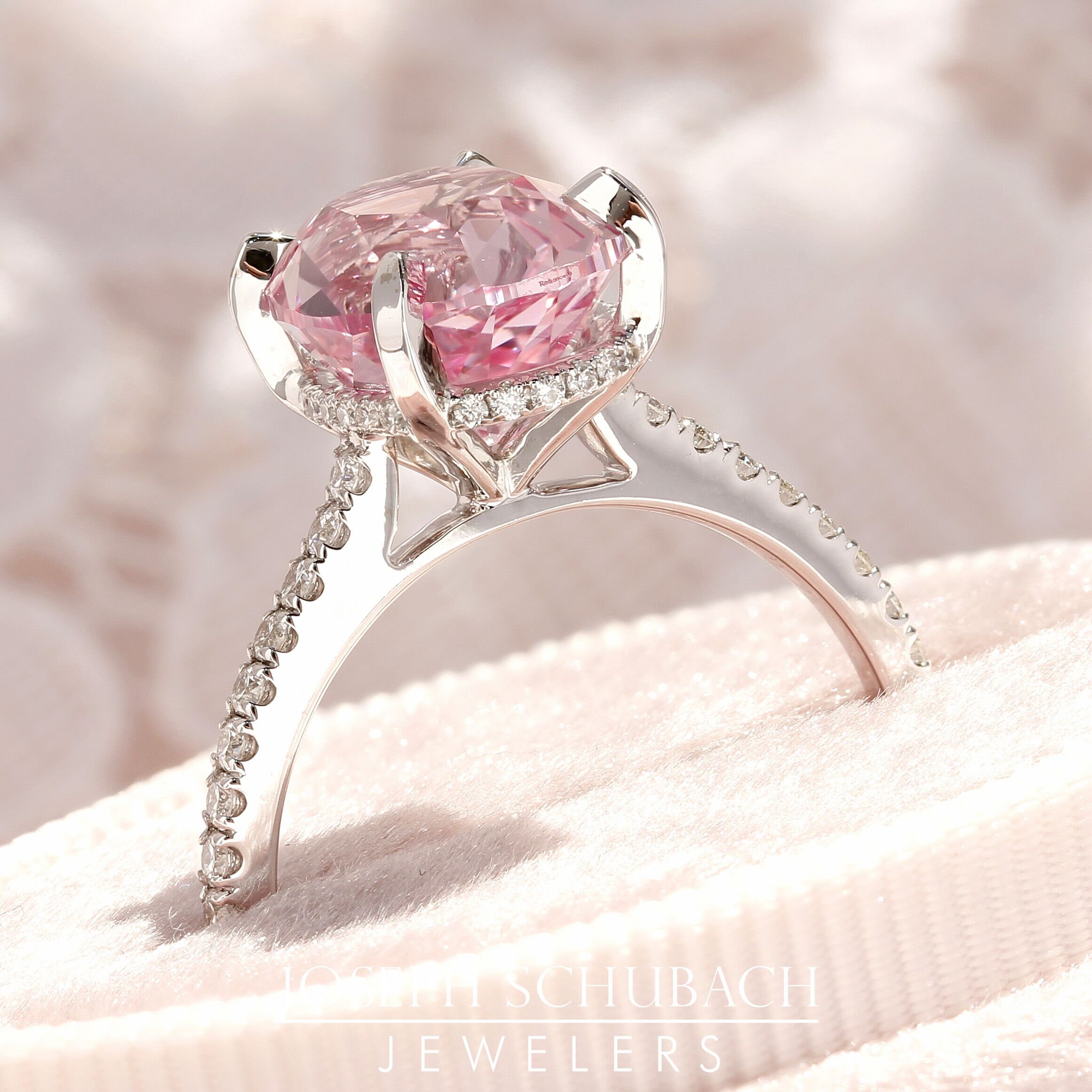 The Victoria Engagement Ring With Pave Band and Basket - Etsy