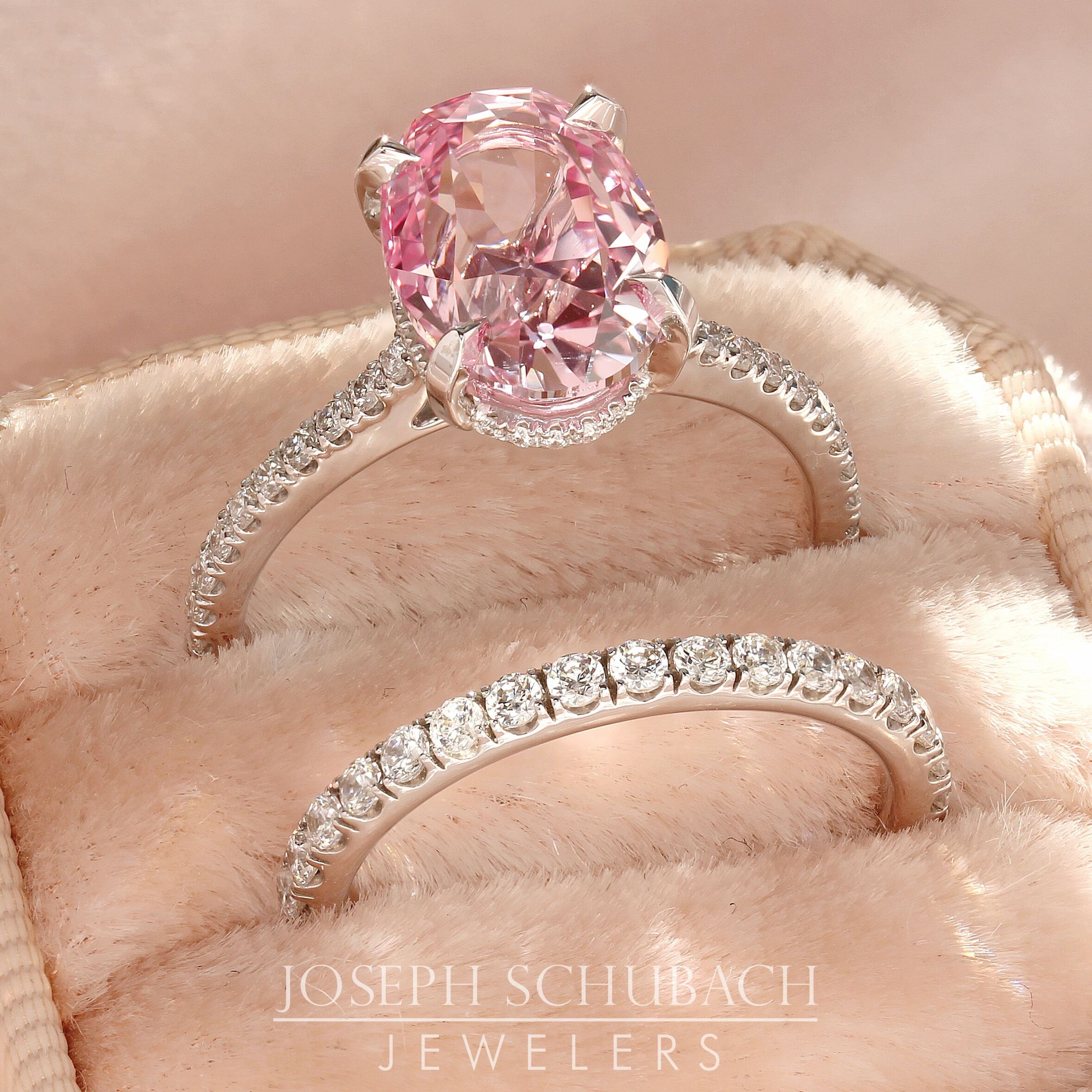 The Victoria Engagement Ring With Pave Band and Basket - Etsy