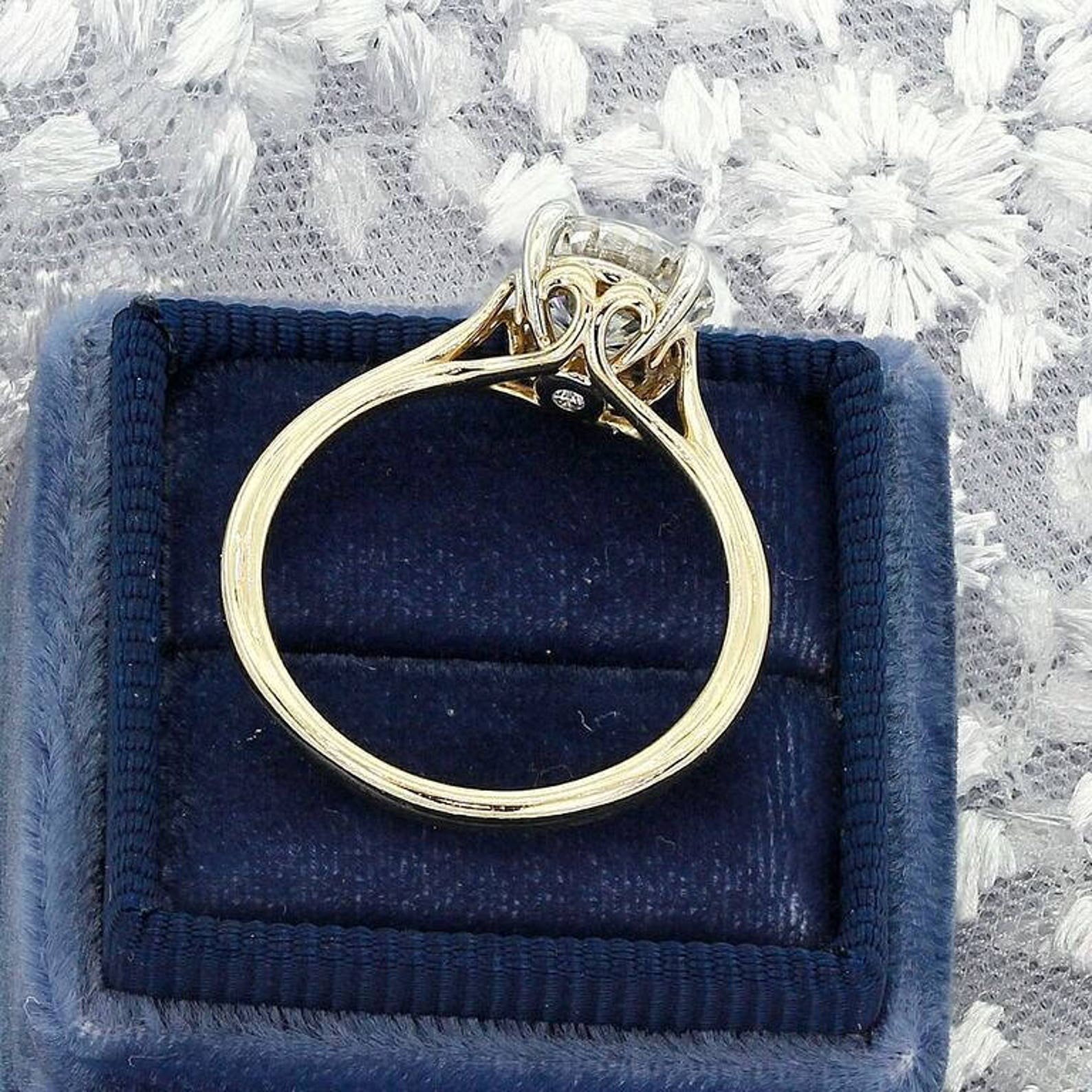 Scroll Solitaire Engagement Ring With Surprise Diamond - Etsy