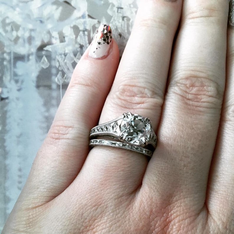 Diamond Waterfall Engagement Ring - Custom Design - Vintage Feel - Etsy