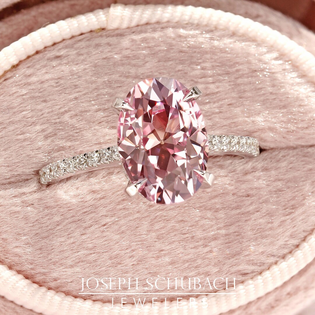 The Victoria Engagement Ring With Pave Band and Basket - Etsy