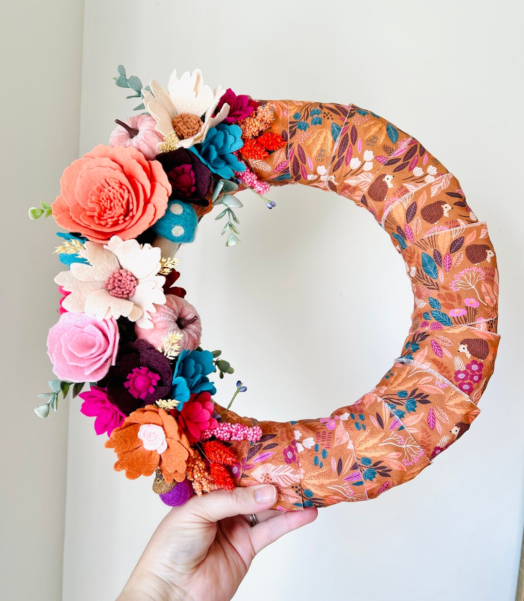 Felt Fall Wreath// Felt Wreath// Felt Flower Wreath// Fall - Etsy