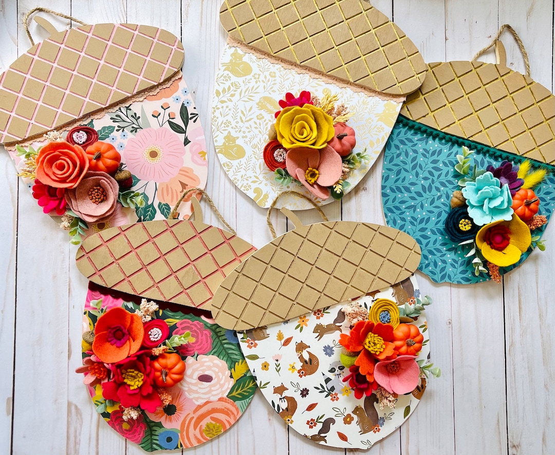 Felt Fall Decor// Felt Fall Sign// Felt Acorn// Felt Flowers// Fall ...