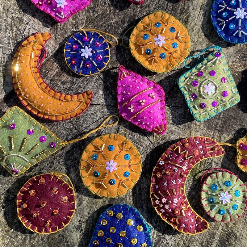 Beaded Felt Christmas Ornament - Etsy