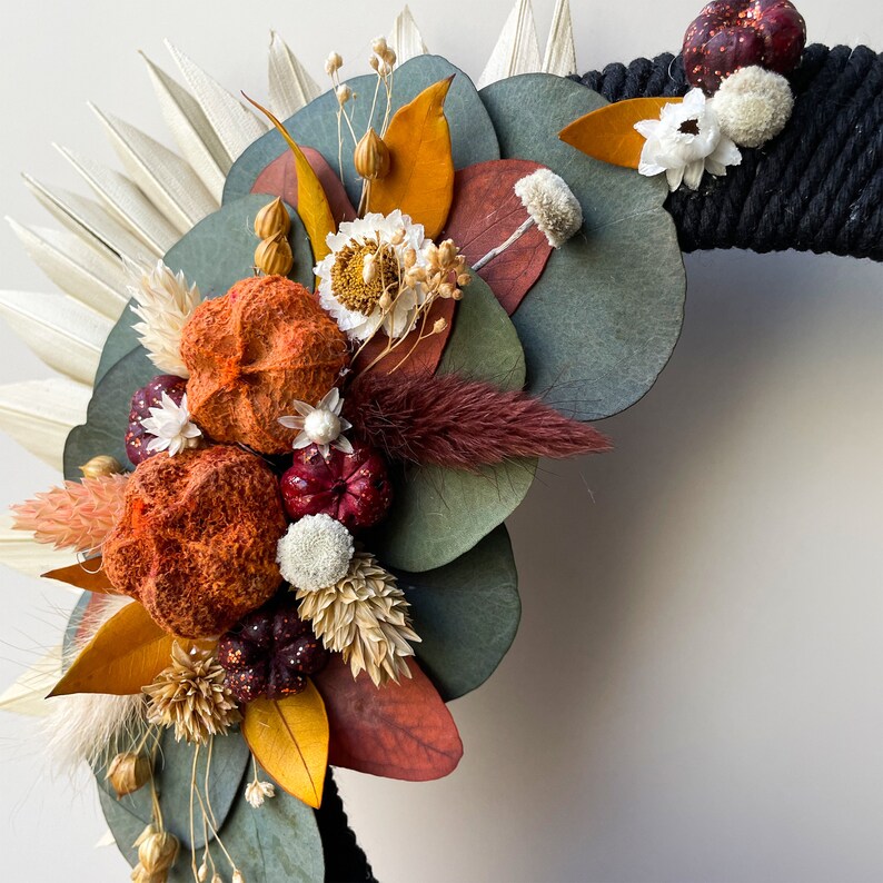 Pumpkin Moon Wreath, Fall Crescent Moon Wreath, Boho Wall Hanging ...