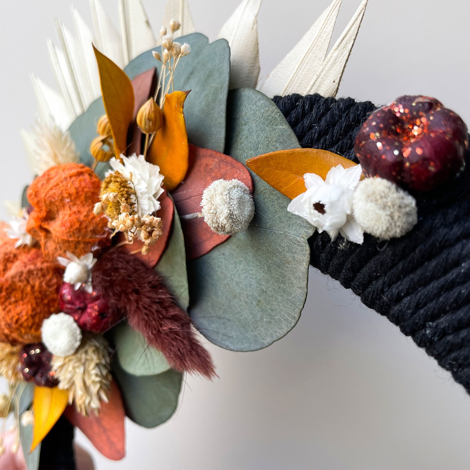 Pumpkin Moon Wreath, Fall Crescent Moon Wreath, Boho Wall Hanging ...