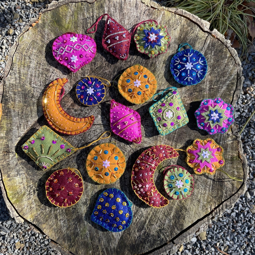 Boho Felt Christmas Ornaments, Handmade Ornaments, Colorful Ornaments ...