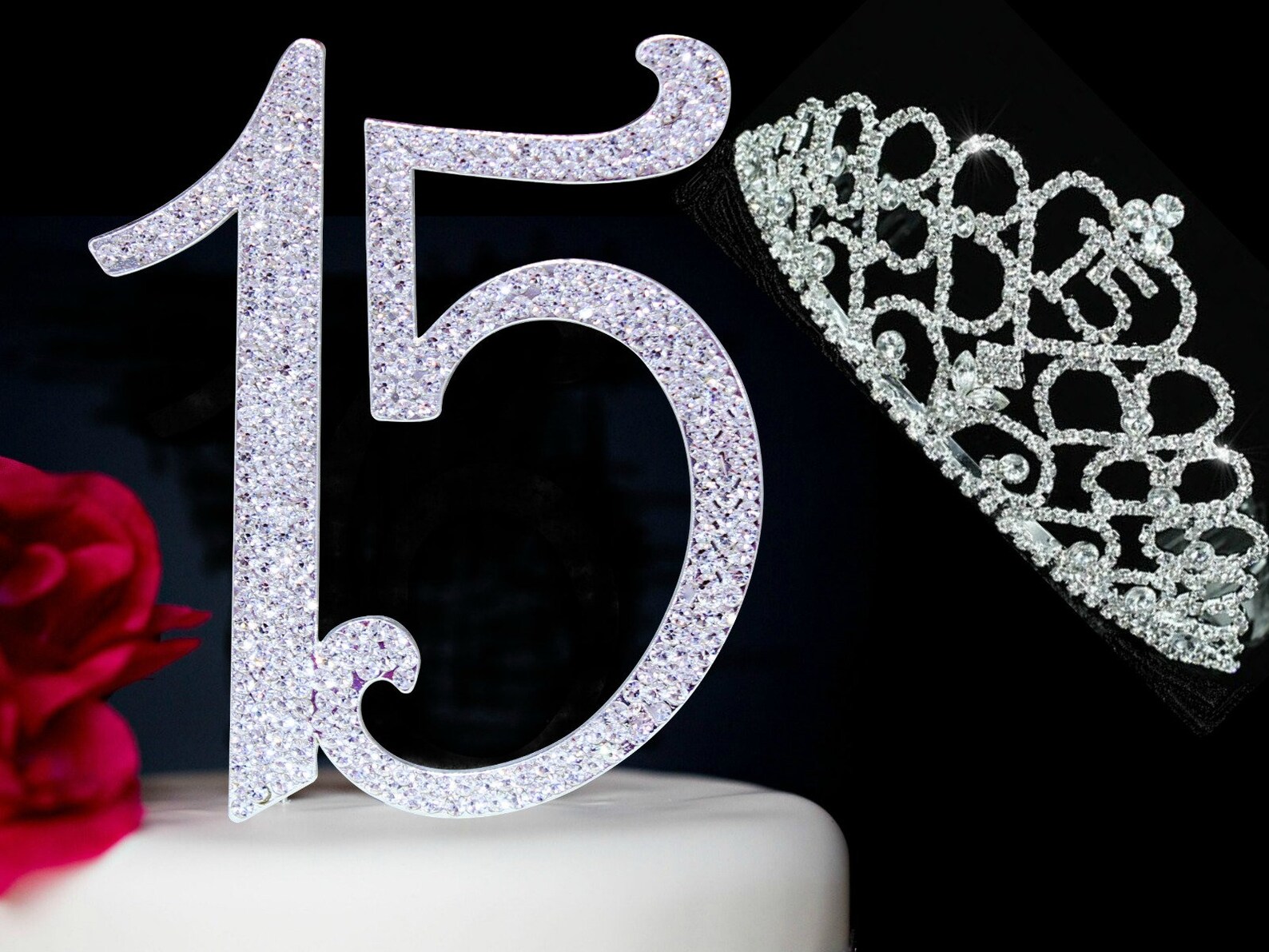 Crystal Cake Toppers Large Number 15 Quinceanera Cake Topper | Etsy