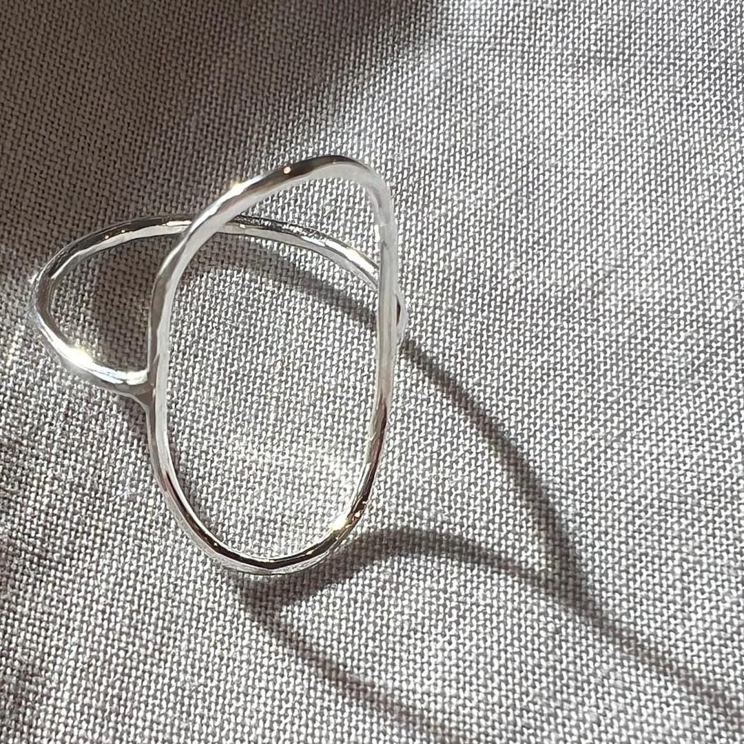 Sterling Silver Statement Ring | Large Silver Oval Ring | Geometric ...