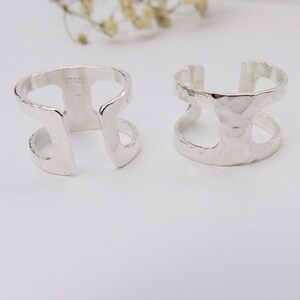 Hammered Sterling Silver Cuff Ring - Double Cuff Ring - Silver Boho ...