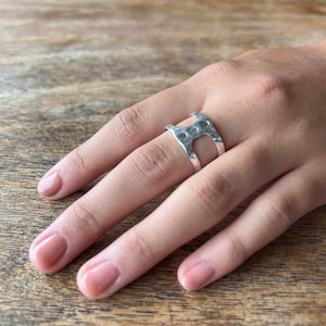 Hammered Sterling Silver Cuff Ring - Double Cuff Ring - Silver Boho ...