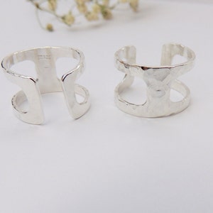 Hammered Sterling Silver Cuff Ring Double Cuff Ring Silver Boho Jewelry ...