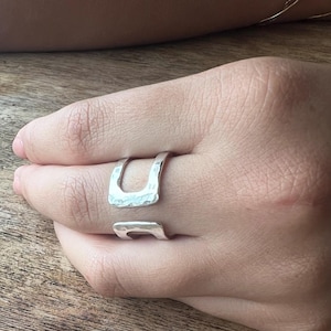 Hammered Sterling Silver Cuff Ring - Double Cuff Ring - Silver Boho ...