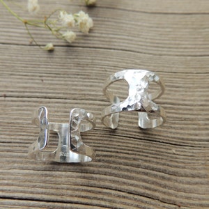Hammered Sterling Silver Cuff Ring Double Cuff Ring Silver Boho Jewelry ...