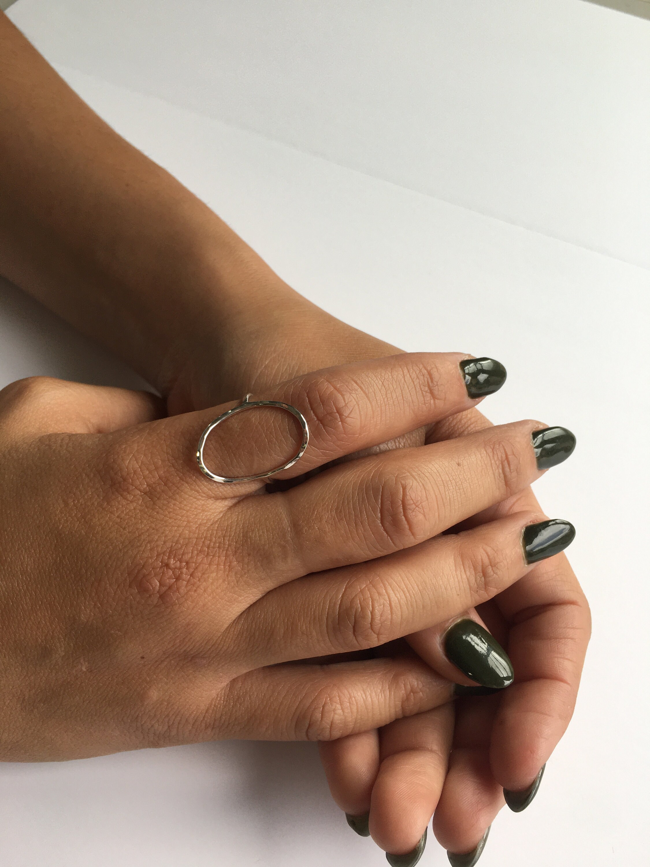 Sterling Silver Statement Ring Large Silver Oval Ring | Etsy