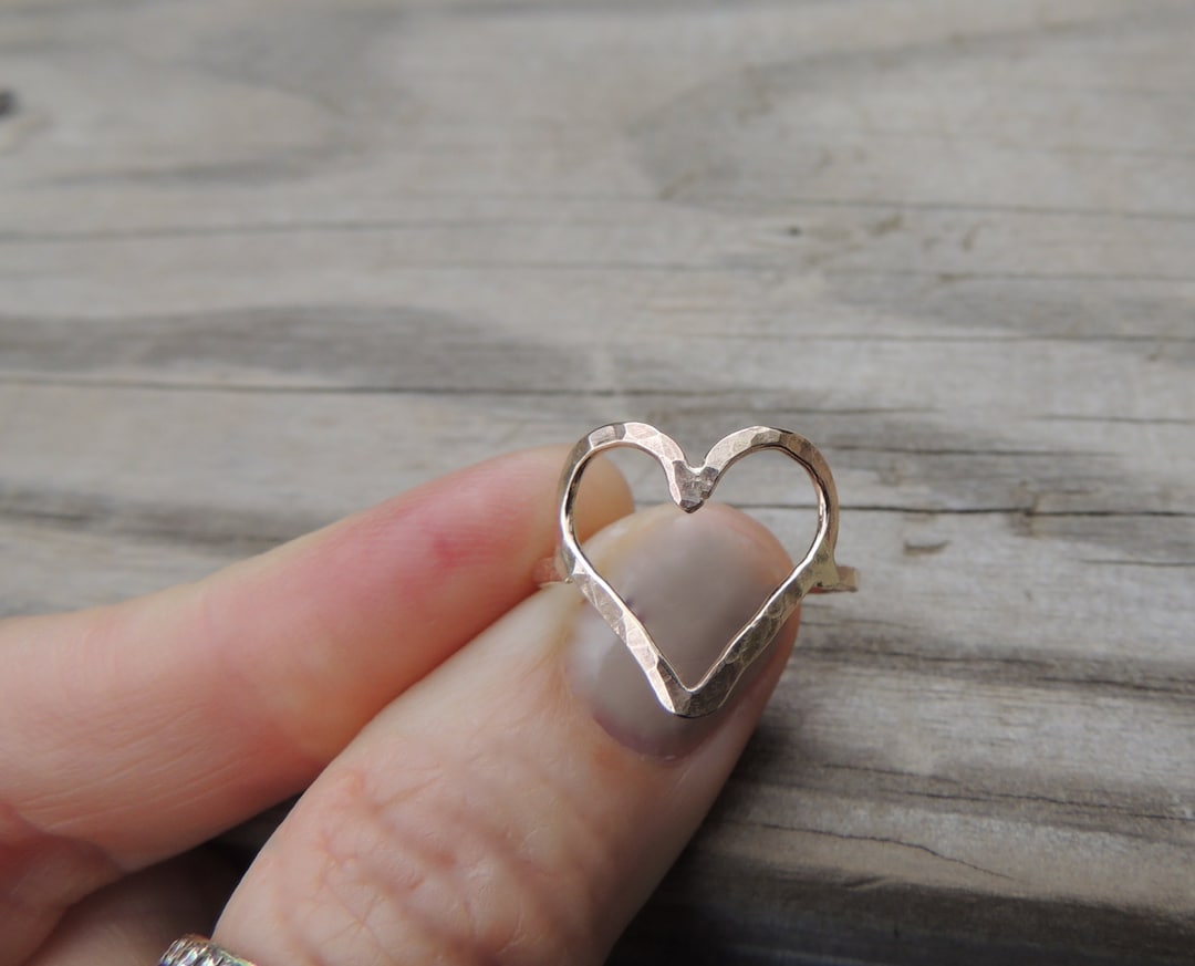 Heart Ring Gold Filled Open Heart Jewelry - Open Heart Ring - Heart ...