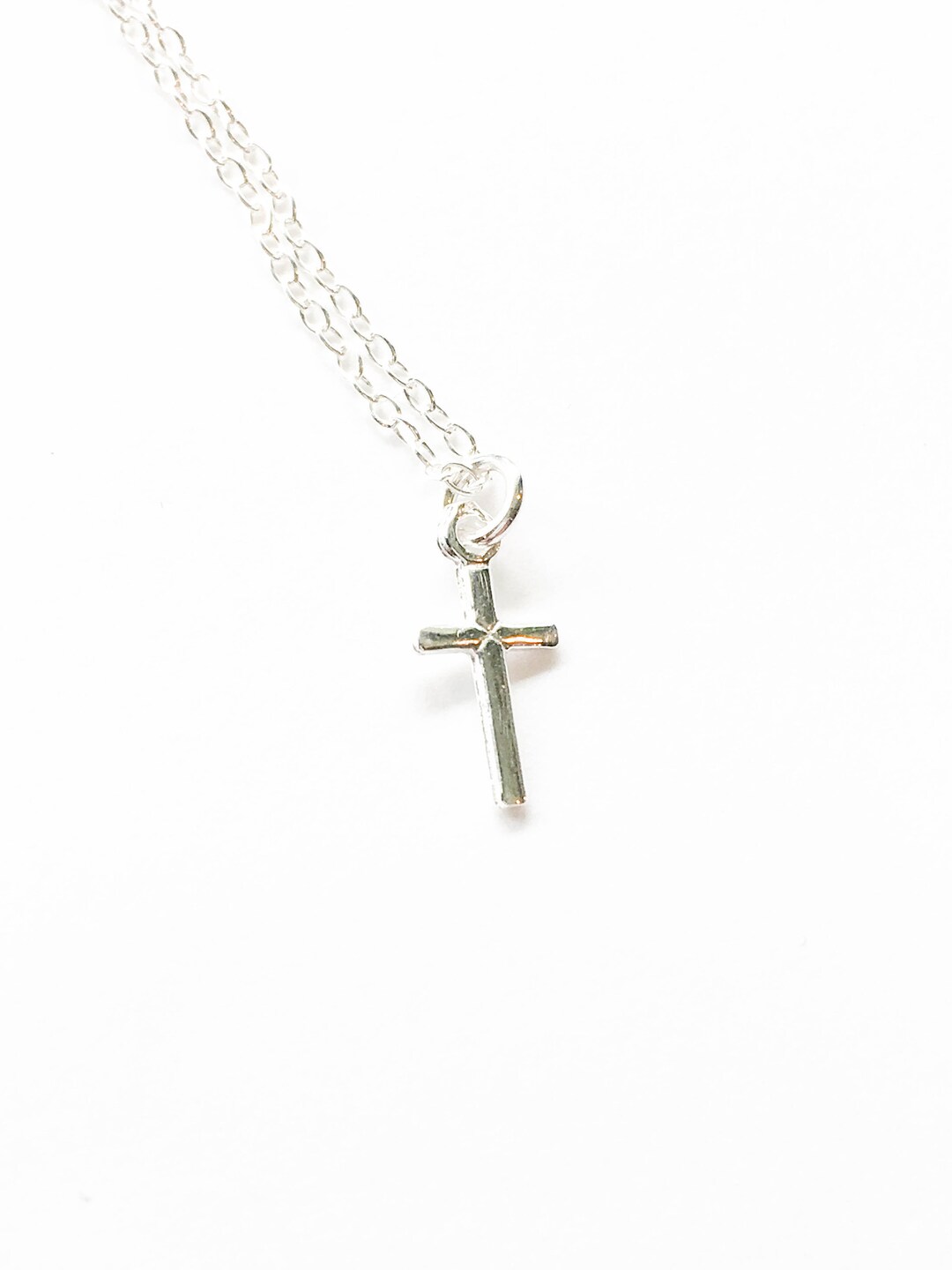 Small Silver Cross Necklace, Sterling Silver Tiny Cross Pendant ...