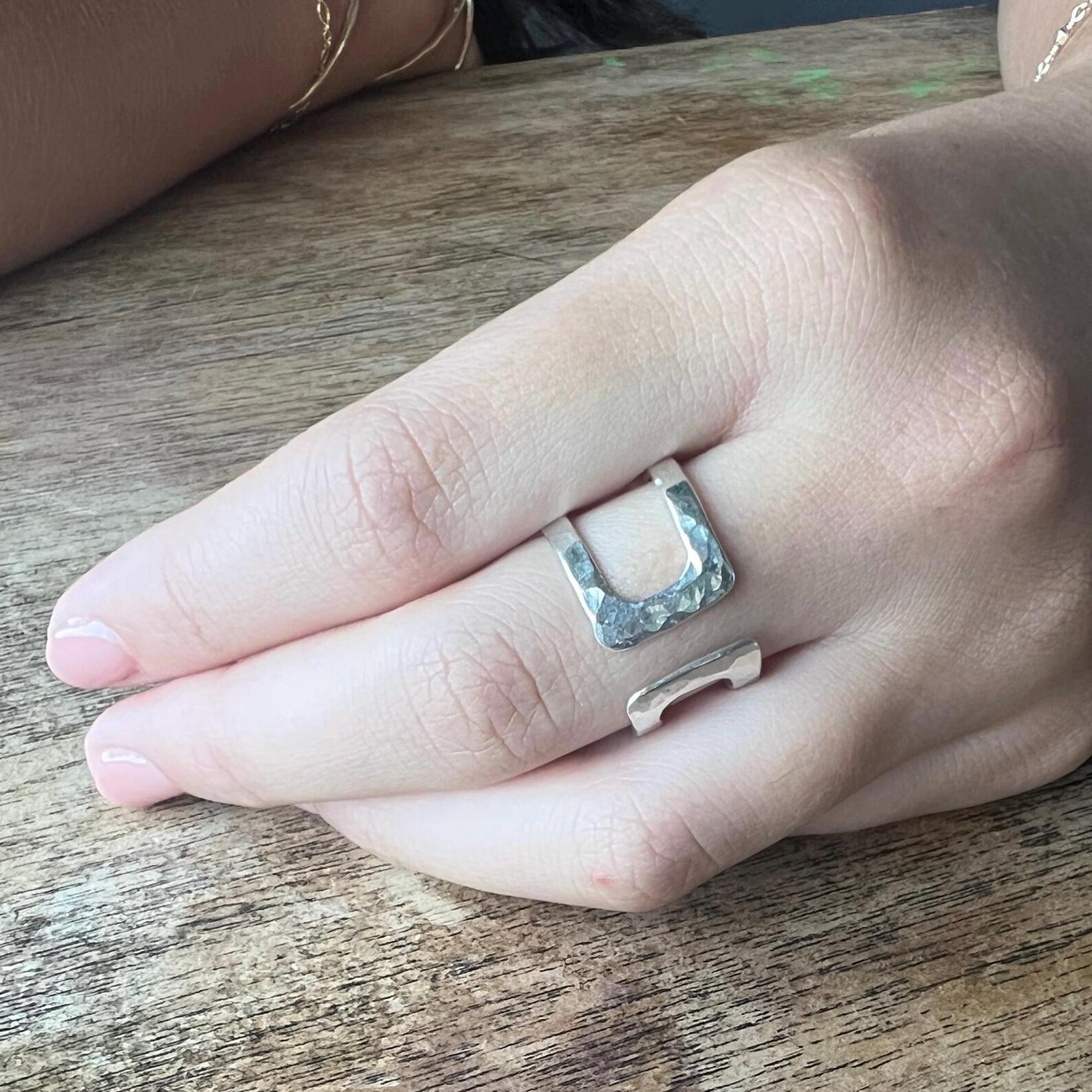 Hammered Sterling Silver Cuff Ring - Double Cuff Ring - Silver Boho ...