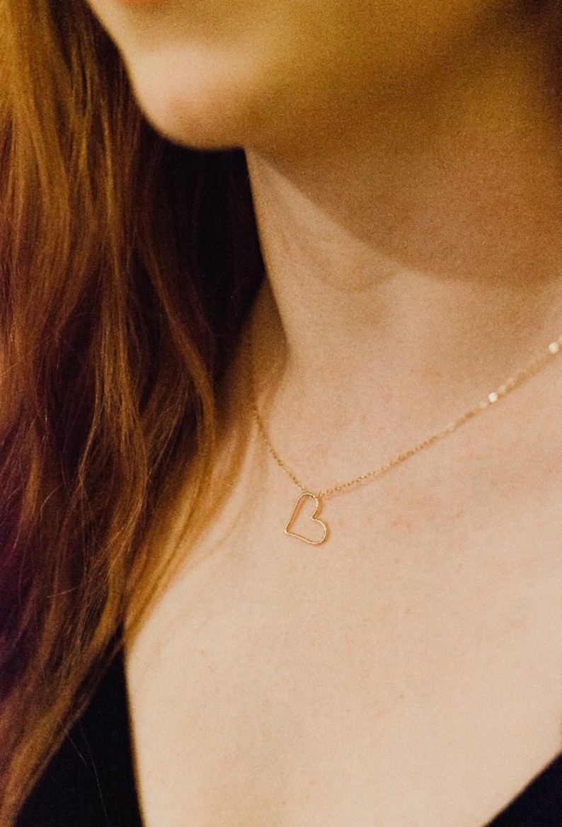 Heart Necklace for Women Girls Open Heart Charm Floating | Etsy