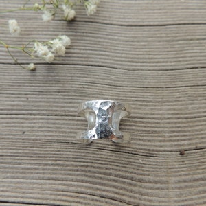 Hammered Sterling Silver Cuff Ring Double Cuff Ring Silver Boho Jewelry ...