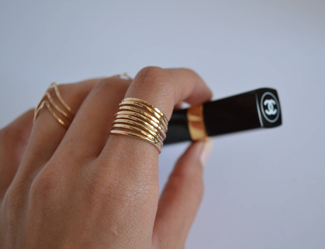Stackable Thin Gold Rings 16g Rose Gold Thumb Ring Thin | Etsy