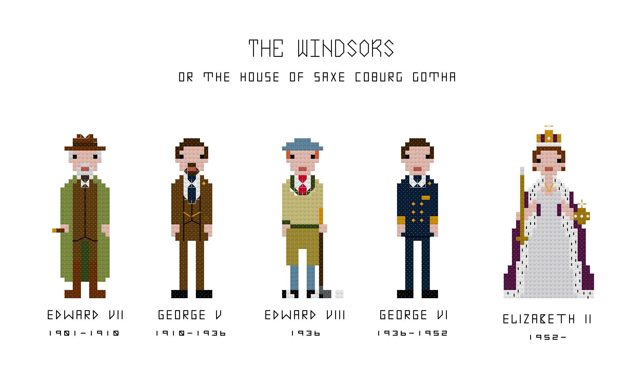 The Windsor Family Cross Stitch Pattern UPDATED to Show Charles III - Etsy