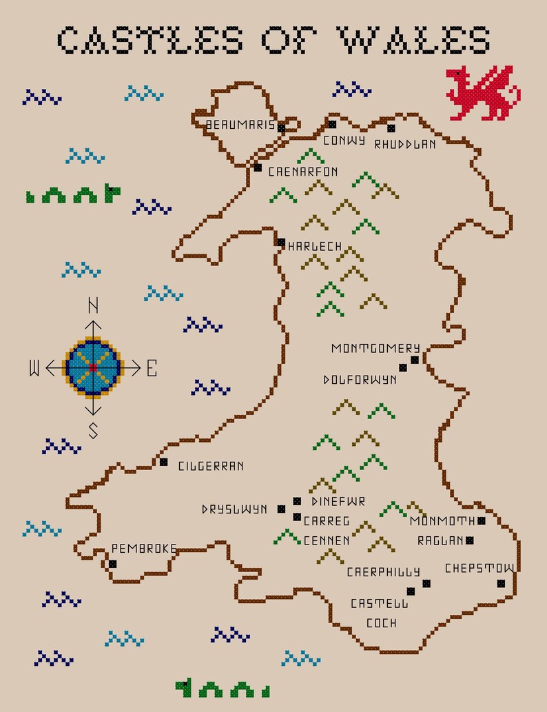 Castles of Wales PDF Cross Stitch Pattern - Etsy UK