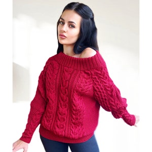 Cable Wool Sweater Chunky Knit Wool Sweater Women One Shoulder - Etsy