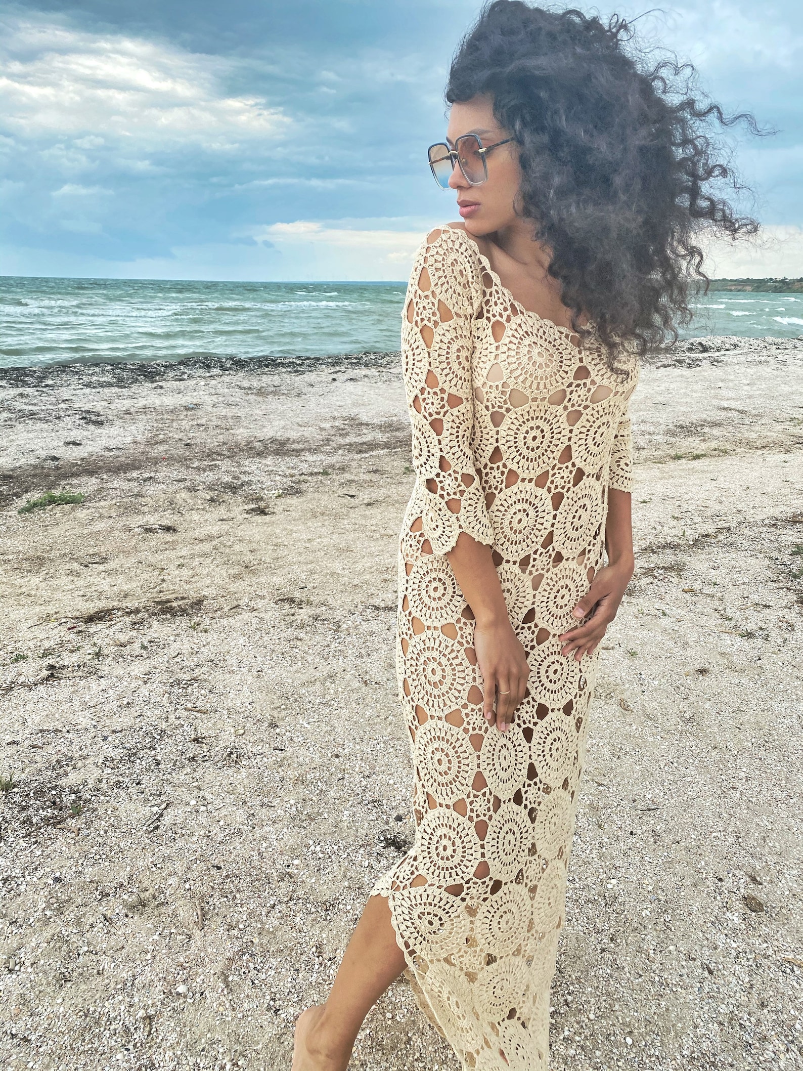 Maxi Sexy Crocheted Dress Cover Ups Turquoise Beach Cover Up Etsy