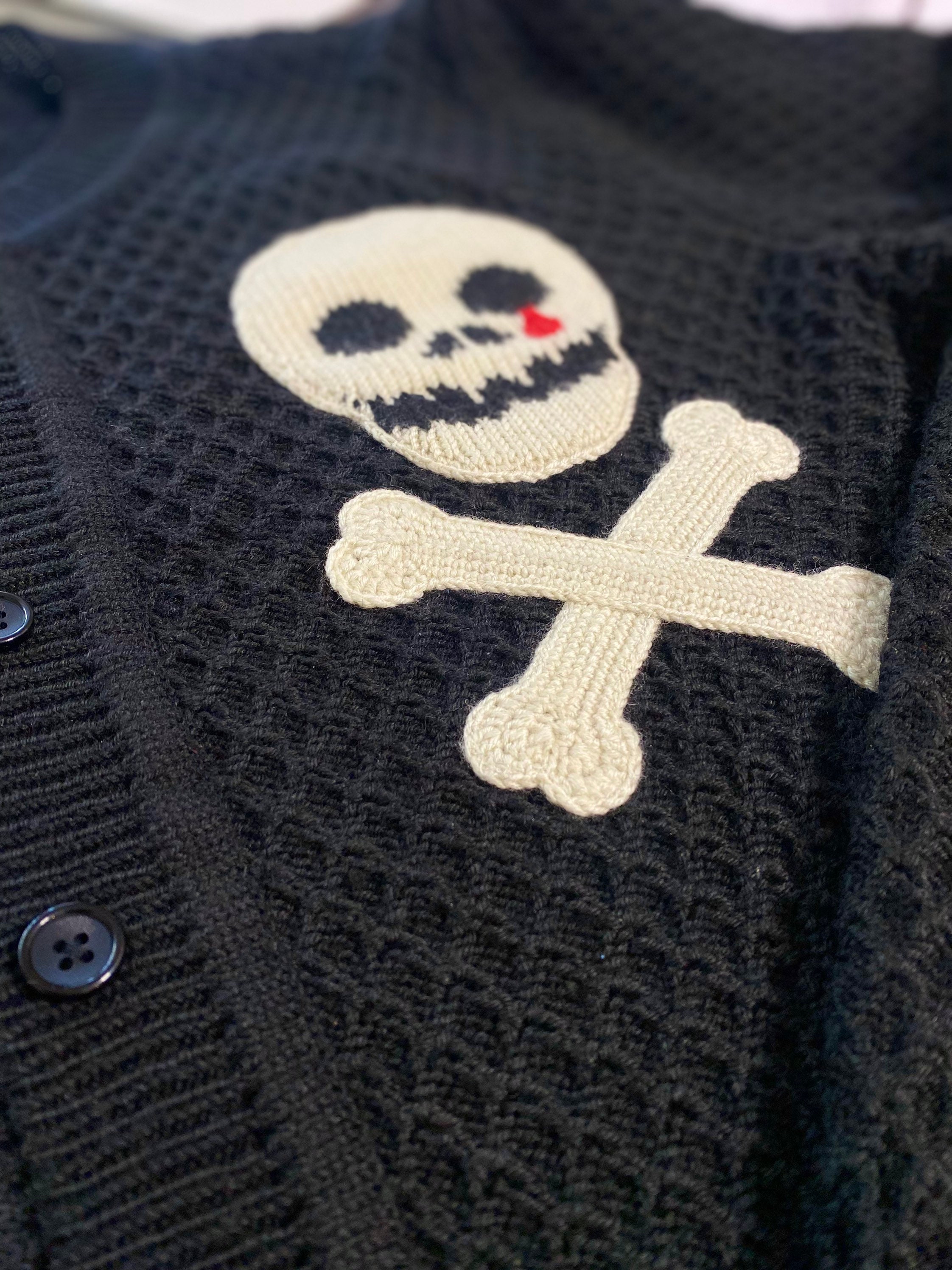 Knitted Men Cardigan Skull Bones Rockabilly Cardigan Goth Punk - Etsy