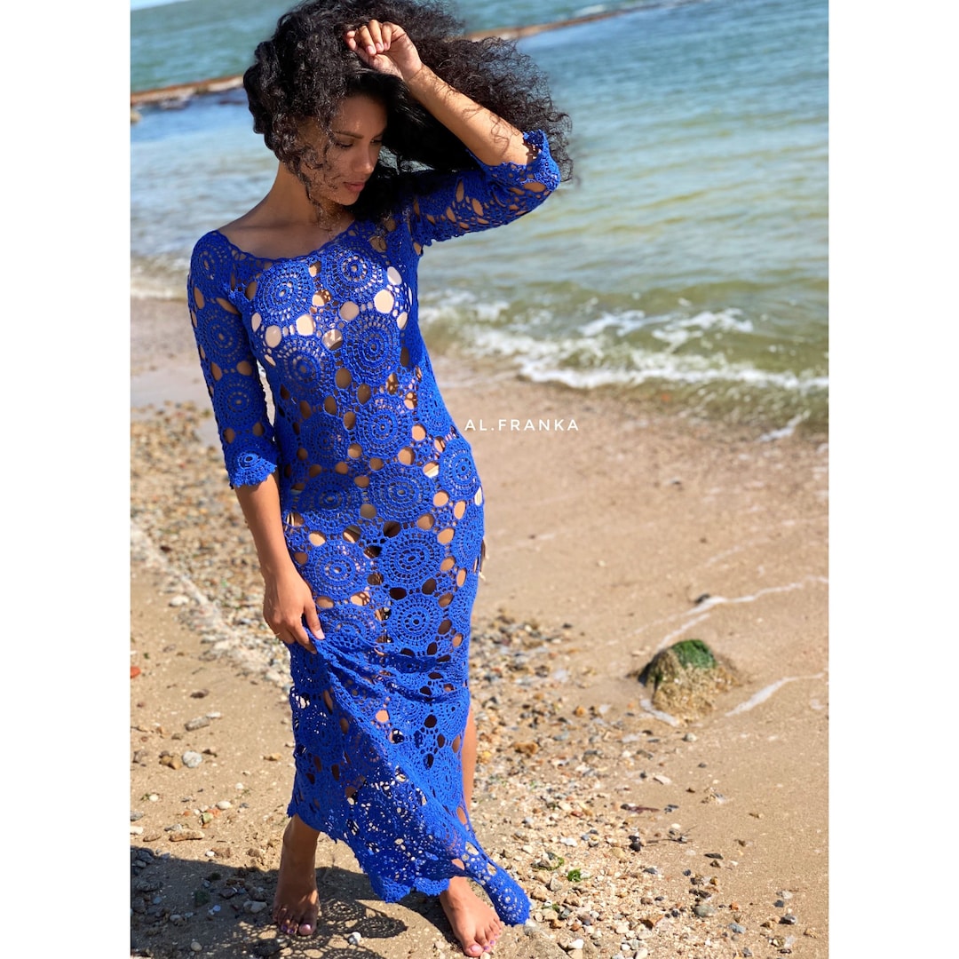 Beach Maxi Dress Crochet Dress Dress For Beach Wedding Blue White