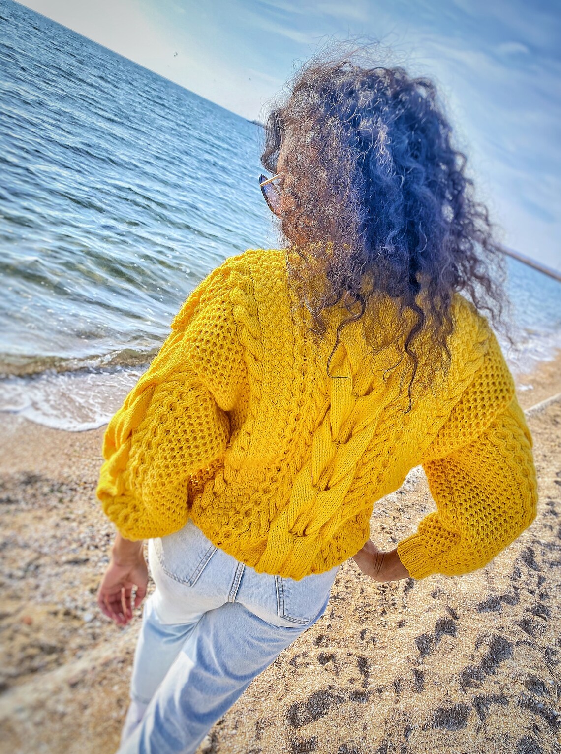 Hand Knitted Yellow Sweater Soft Wool for Women Oversized Women’s Knit ...