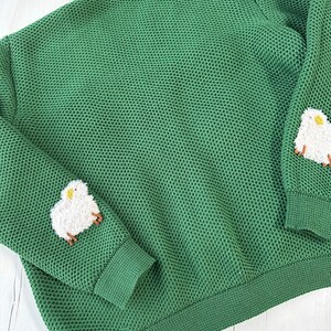 Knitted Green Sheep Cardigan for Women Chunky Knit Cardigan Patch ...