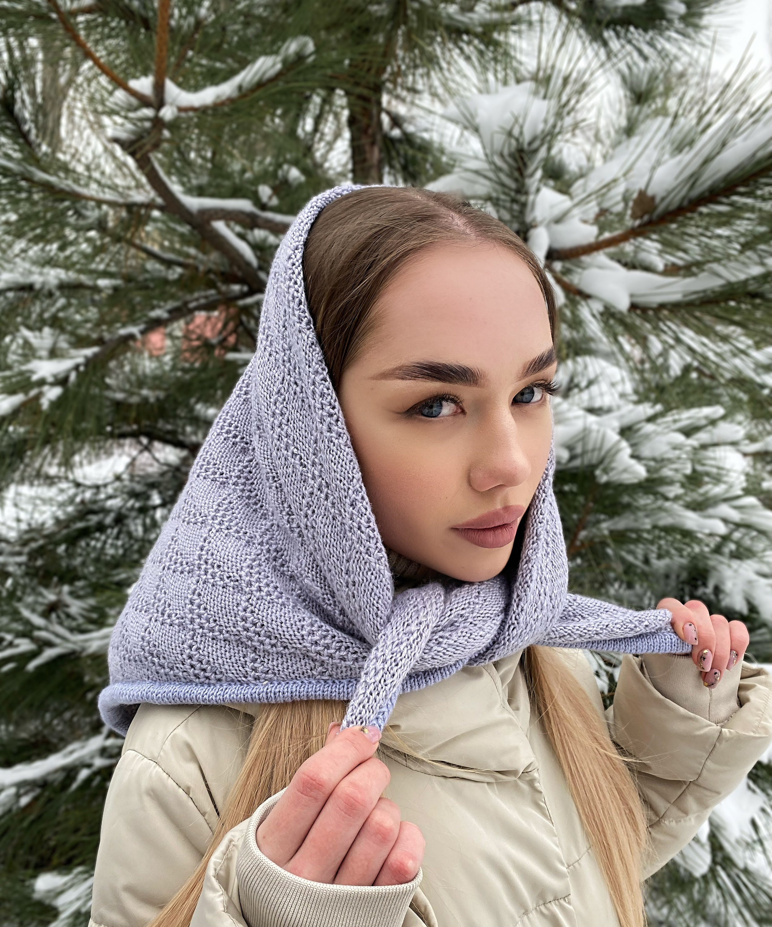 Knit Wool Cotton Bactus Headscarf Women Knit Head Scarf - Etsy