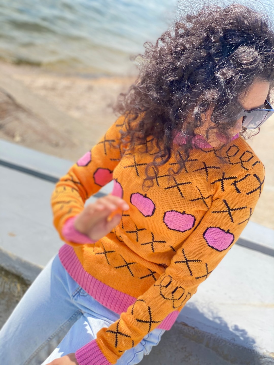 Pink Apples Orange Knit Sweater/merino Wool Mixture X Sweater Unisex ...