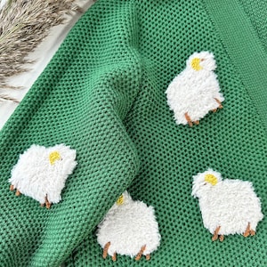 Knitted Green Sheep Cardigan for Women Chunky Knit Cardigan Patch ...