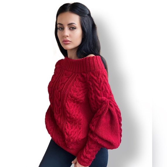Cable Knit Wool Sweater Chunky Knit Wool Sweater Women One - Etsy