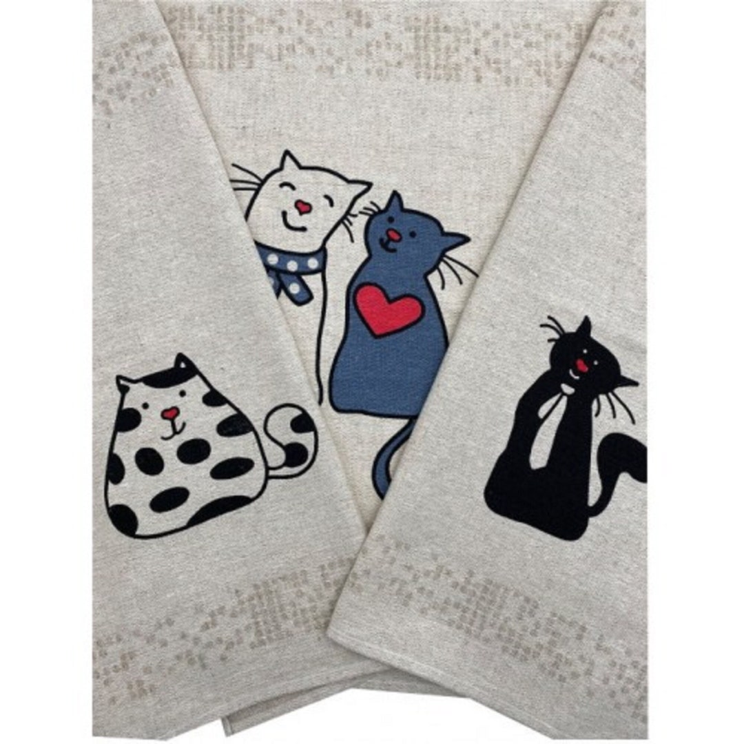 Best Kitchen Towels - Funny Cat Tea Towels Funny Cat Linen With Loop ...